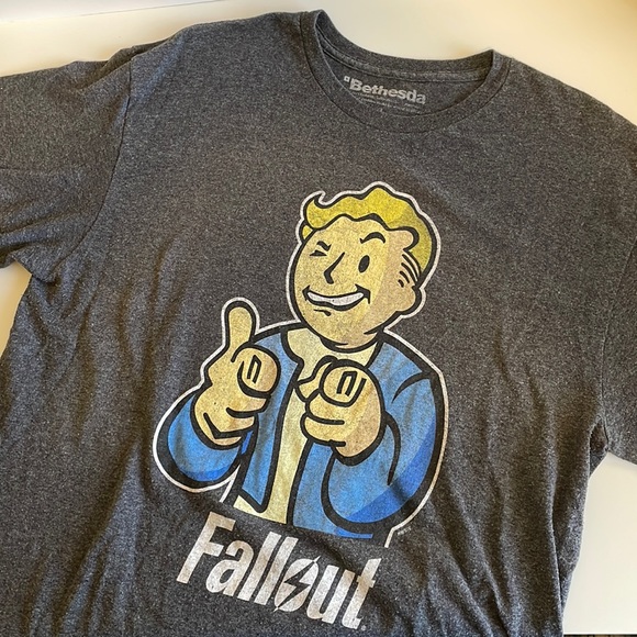 Shirts | Fallout Vault Boy Short Sleeve Bethesda Black Mens Graphic ...